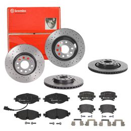 Brembo Bremsensatz-Vorn und hinten Bremsensatz, Scheibenbremse vorne rechts links Gelocht/innenbel. 310mm f&uuml;r SKODA VW (SVW) SEAT (FAW) AUDI JZW698151