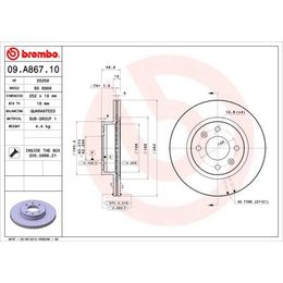Brembo Bremsensatz-Vorn und hinten SG00000F12 Bremsensatz, Scheibenbremse vorne rechts links innenbel&uuml;ftet 252mm f&uuml;r HYUNDAI KIA NAZA 5830207A10 51712