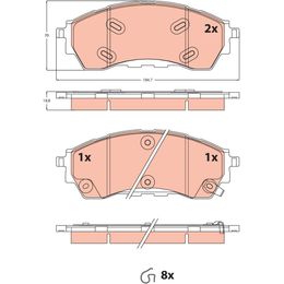 TRW Bremsbelagsatz, Scheibenbremse GDB2550 vorne rechts links mit Zubeh&ouml;r f&uuml;r FORD USA ASIA & OCEANIA JB3C2001AB JB3C2001AC EB3C2001AA