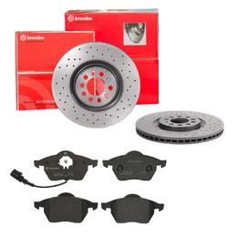 Brembo Bremsensatz-Vorderachse XTRA LINE / STANDARD Bremsensatz, Scheibenbremse vorne rechts links Gelocht/innenbel. 312mm f&uuml;r SKODA VW SEAT (FAW) AUD