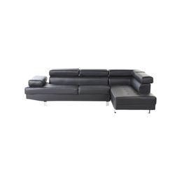 Beliani Ecksofa NORREA in Schwarz/Silber - (W) 262 x (H) 85 x (L) 169 cm | Gr.: onesize