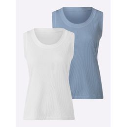 Heine Tanktop in bleu-ecru | Gr.: 44