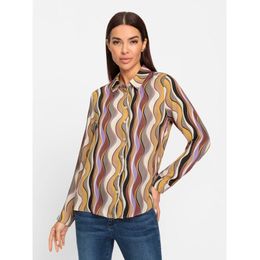 Heine Hemdbluse in camel-lavendel-bedruckt | Gr.: 40