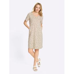 Sieh an! Jersey-Kleid in beige-ecru-bedruckt | Gr.: 50