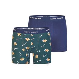 Happy Shorts Boxer Christmas in green/ navy Gingerbreadmen | Gr.: M