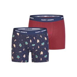 Happy Shorts 2er-Set: Boxershorts in Dunkelrot/ Dunkelblau | Gr.: XXL