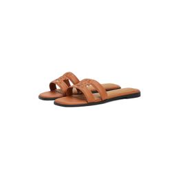 Tommy Hilfiger Pantolette &raquo;TH LOGO STRAP MULE&laquo;, Bequemschuh, Sommerschuh, Flats mit TH-Logo braun 37 37 Pantolette mit Ziern&auml;hten