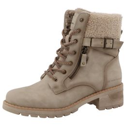 Tom Tailor Damen Tom Tailor Winterstiefelette Stiefelette, Winterboots mit Blockabsatz beige 42