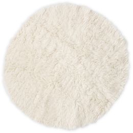 Wollteppich Theko "FLOKOS 1250", beige (natur), H:40mm &Oslash;:100cm, Wolle, Teppiche, original griechischer Flokati, Hochflor, Uni-Farben, reine Wolle