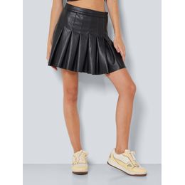 Lederimitatrock Noisy may "NMPAULO HW PLEATED PU MINI SKIRT", Damen, Gr. XS, schwarz, Web, Obermaterial: 100% Polyester. Beschichtung: 100% Polyurethan, unifarben, kurz, Röcke