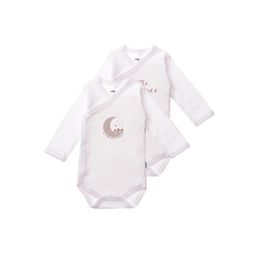 Body Liliput "Little Dreamer", Jungen, Gr. 44, EURO-Gr&ouml;&szlig;en, wei&szlig;, 100% Baumwolle, bedruckt, kurz, V-Ausschnitt, Bodys Body, im 2er-Pack mit niedlichen Prints