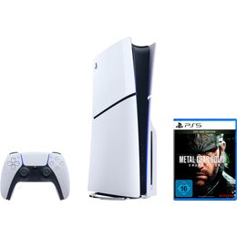 Playstation 5 Konsolen-Set "PS5 Disk Edition (Slim) + Metal Gear Solid Delta - Snake Eater", schwarz (weiß, schwarz), B:21,6cm H:35,8cm T:9,6cm, Spielekonsolen