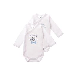 Body Liliput "daddys little soulmate", Jungen, Gr. 44, EURO-Gr&ouml;&szlig;en, wei&szlig;, 100% Baumwolle, bedruckt, kurz, V-Ausschnitt, Bodys Body, 2er-Pack mit niedlichem Print