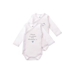 Body Liliput "Home is where my mummy is", Jungen, Gr. 44, EURO-Gr&ouml;&szlig;en, wei&szlig;, 100% Baumwolle, bedruckt, kurz, V-Ausschnitt, Bodys Body, 2er-Pack mit niedlichem Print