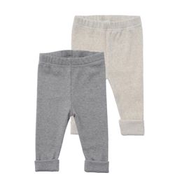 Leggings Liliput, M&auml;dchen, Gr. 50/56, EURO-Gr&ouml;&szlig;en, grau (grau, beige), 95% Baumwolle, 5% Polyester, unifarben, Hosen Leggings, Doppelpack mit umgeschlagenem Saum