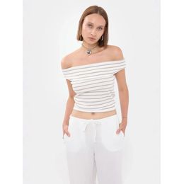 Hiccup Top Damen Gr&ouml;&szlig;e S brokat / wei&szlig;