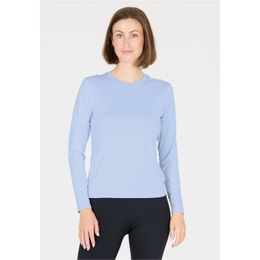 ENDURANCE ATHLECIA Langarmshirt ATHLECIA "Almi", Damen, Gr. 42, blau (hellblau), 100% Polyester, unifarben, normal, Rundhals, Shirts Langarmshirt, mit feuchtigkeitsregulierender Funktion