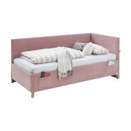 Höffner Polsterbett in Cord Cool rosa/pink Maße (cm): B: 100 H: 90 » Höffner