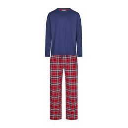 Phil & Co. Berlin Pyjama lang 'Flanell' Herren Gr&ouml;&szlig;e L blau / rot