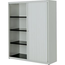 Mauser Querrollladenschrank, HxBxT 1516 x 1200 x 432 mm, Stahlplatte, 3 Fachb&ouml;den, lichtgrau / lichtgrau / lichtgrau