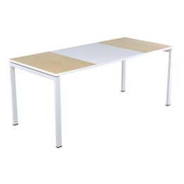 easyDesk Schreibtisch easyDesk®, Höhe 750 mm, Breite 1600 mm, Plattenfarbe weiß / Buche