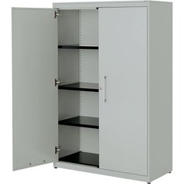 Mauser Flügeltürenschrank, HxB 1516 x 1000 mm, Stahlplatte, 3 Fachböden, lichtgrau / lichtgrau / lichtgrau