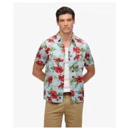 Superdry f&uuml;r Herren. M4010947A Blaues Hawaii-Hemd (XXL), L&auml;ssig, Baumwolle, Kurzarm