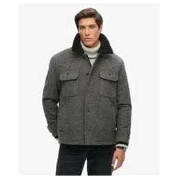 Superdry f&uuml;r Herren. M5011972A Merchant Wool Chore Jacket grau (L), L&auml;ssig, Wolle