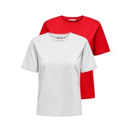 Only T-Shirt Damen Gr&ouml;&szlig;e S knallrot / wei&szlig;