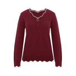 Imily Bela Pullover Damen Gr&ouml;&szlig;e M burgunder / wei&szlig;