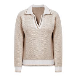 Imily Bela Pullover Damen Gr&ouml;&szlig;e XL beige / wei&szlig;