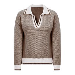 Imily Bela Sweater female size L Dark brown / White