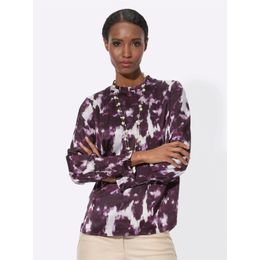 WITT Damen Satinbluse mit brillantem Digital-Druck, ecru-aubergine-bedruckt, Gr&ouml;&szlig;e 40