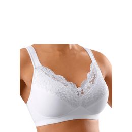 Petite Fleur Damen Soft-BH, silber + weiß, Größe 85D