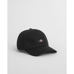 Gant Herren Baseball Cap "HIGH SHIELD COTTON TWILL CAP", schwarz, Twill, Baumwolle, Caps, mit einer hohen Krone