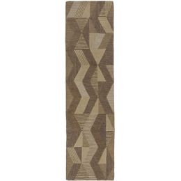 Wollteppich FLAIR RUGS, B:60cm H:10mm L:230cm, beige, Wolle, Teppiche, "Asher 3D Effekt", Wolle, Teppich, Wohnzimmer, Schlafzimmer, Esszimmer