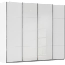 Schwebet&uuml;renschrank Rauch "Kleiderschrank Schrank Garderobe W&auml;scheschrank Ankleide SYNCRONO", wei&szlig; (wei&szlig;, wei&szlig;glas), B:271cm H:230cm T:62cm, Holzwerkstoff, Schr&auml;nke, Schwebet&uuml;renschrank, Mittelt&uuml;ren mit praktischer Synchron-&Ouml;ffnung MADE IN GERMANY