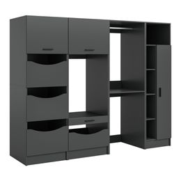 Badm&ouml;bel-Set Welltime "FALAS, TOPSELLER, 4-teilig, Hauswirtschaftsraum Set, Breite 248 cm", anthrazit nb, H:195cm T:68cm, Spanplatte, Kastenm&ouml;bel-Sets, Badm&ouml;bel-Set, Kombination, Waschmaschinenumbau, Waschmaschinenschrank, W&auml;schekammer