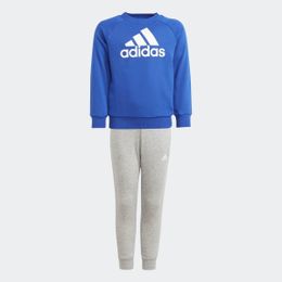 Trainingsanzug adidas Sportswear "ESSENTIALS LOGO FRENCH TERRY JOGGINGANZUG", Jungen, Gr. 104, blau (semi lucid blau), Obermaterial: 70% Baumwolle, 30% Polyester, clean, Sportanzüge