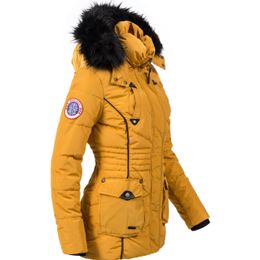 Marikoo Damen Steppjacke "Vanilla", gelb, Gr. XS, Obermaterial: 100% Polyester; Futter: 100% Polyester; Kunstpelz: 100% Polyacryl, Jacken, edle