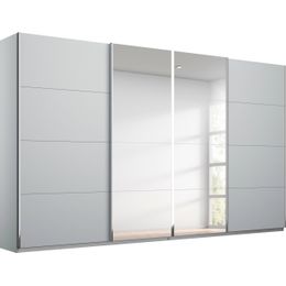 Schwebetürenschrank Rauch "Kleiderschrank Schrank Garderobe Wäscheschrank Ankleide SYNCRONO", grau (seidengrau, spiegel), B:316cm H:211cm T:62cm, Schränke, Schwebetürenschrank, mit Synchronöffnung