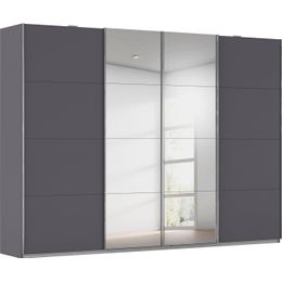 Schwebet&uuml;renschrank Rauch "Kleiderschrank Schrank Garderobe W&auml;scheschrank Ankleide SYNCRONO", grau (graumetallic, spiegel), B:316cm H:230cm T:62cm, Holzwerkstoff, Schr&auml;nke, Schwebet&uuml;renschrank, mit Synchron&ouml;ffnung