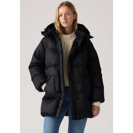 Levi's Steppjacke LEVI'S "WESTERN BUBBLE MI", Damen, Gr. M (38), anthrazit night, Web, Obermaterial: 100% Polyester, bequem Po-bedeckend, elastischer Bund, Jacken Steppjacke, Abnehmbare Kapuze