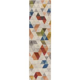 Läufer FLAIR RUGS, B:60cm H:10mm L:230cm, bunt, Wolle, Flur, Teppiche, "Amari", Wolle, Teppich, Wohnzimmer, Schlafzimmer, Esszimmer