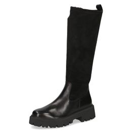 Winterstiefel Caprice, Damen, Gr. 40, Normalschaft, schwarz, Leder, Textil, Veloursleder, unifarben, Schuhe, Blockabsatz, Stiefel, Langschaftstiefel in bequemer Weite