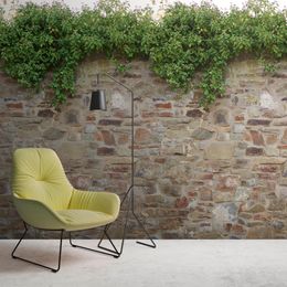 Livingwalls Fototapete LIVING WALLS "Steinmauer Fototapete", bunt (beige,braun,grün), B:1,59m H:0,01m L:2,8m, Vlies, Tapeten, Tapete Steinoptik Stein-Tapete Loft Industrial Used Look