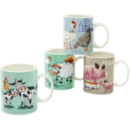Creatable Becher "Kaffeebecher Farm Animals", 300ml, 4 Stk., bunt, Trinkgefäße, ideal als Kinderbecher, Tassen Set, 4-teilig