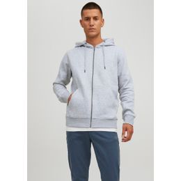 Jack & Jones Kapuzensweatjacke JACK & JONES "JJESTAR Basic Hoodie, Eingrifftaschen und angenehmem Materialmix", Herren, Gr. S, grau (hellgrau meliert), angeraute Sweatware, Obermaterial: 70% Baumwolle, 30% Polyester, normal hüftbedeckend, Rundhals, Sweatjacken, Kapuze, regular fit, Baumwollmischung