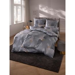 Bettw&auml;sche Estella Gr. 1, grau (steingrau, wei&szlig;, bedruckt), B/L: 135cm x 200cm, Interlock-Jersey,Interlock-Jersey, B/L: 80cm x 80cm, 3 Stk., Interlock-Jersey;Interlock-Jersey, 100% Baumwolle, Bettw&auml;sche, Bettw&auml;sche