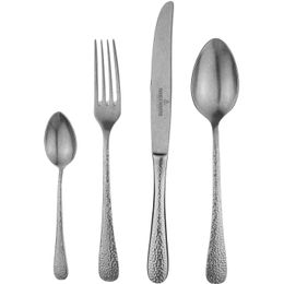 Besteck-Set "Mia Vintage", silber (silberfarben), 30 Stk., Chromnickelstahl 18/10, PICARD & WIELPÜTZ SOLINGEN, Essbesteck-Sets, Hammerschlag-Optik, stonewashed